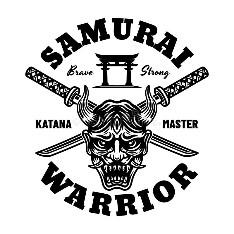 Samurai Vector Monochrome Emblem, Badge, Label Isolated on White ...