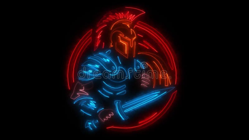 Samurai Warrior Animated Neon Logo - Loop - Overlay Graphic Element ...