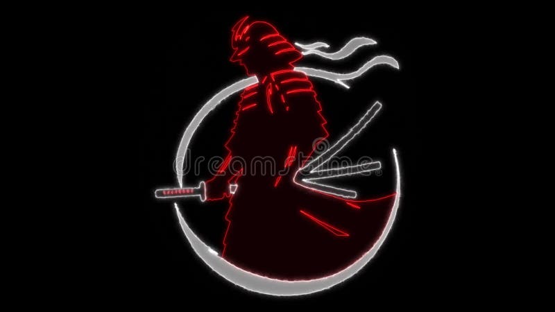 Samurai Warrior Animated Neon Logo - Loop - Overlay Graphic Element ...