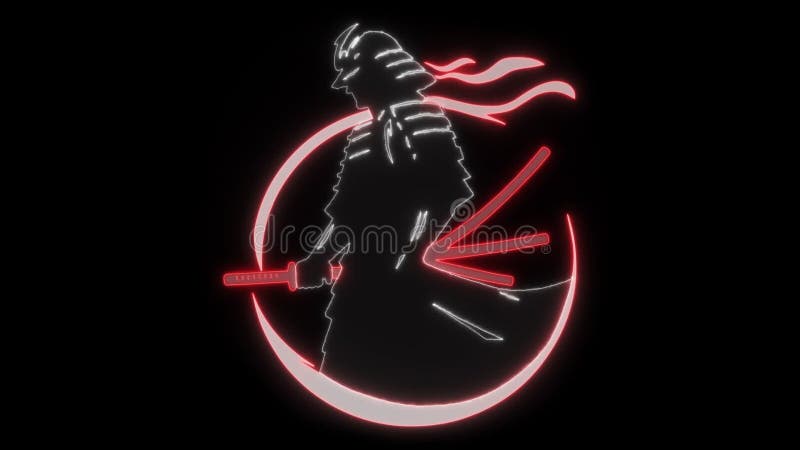 Samurai Warrior Animated Neon Logo - Loop - Overlay Graphic Element ...