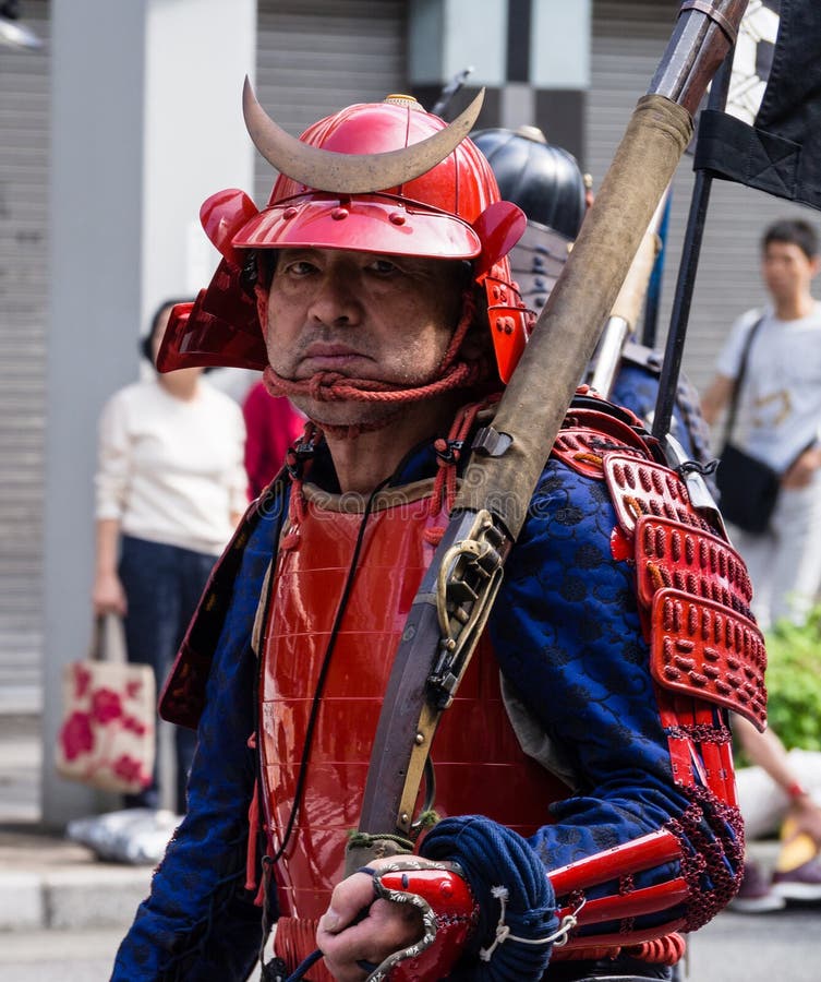 Samurai Warrior in Helmet and Armour Holding a Hackbut Editorial Stock ...