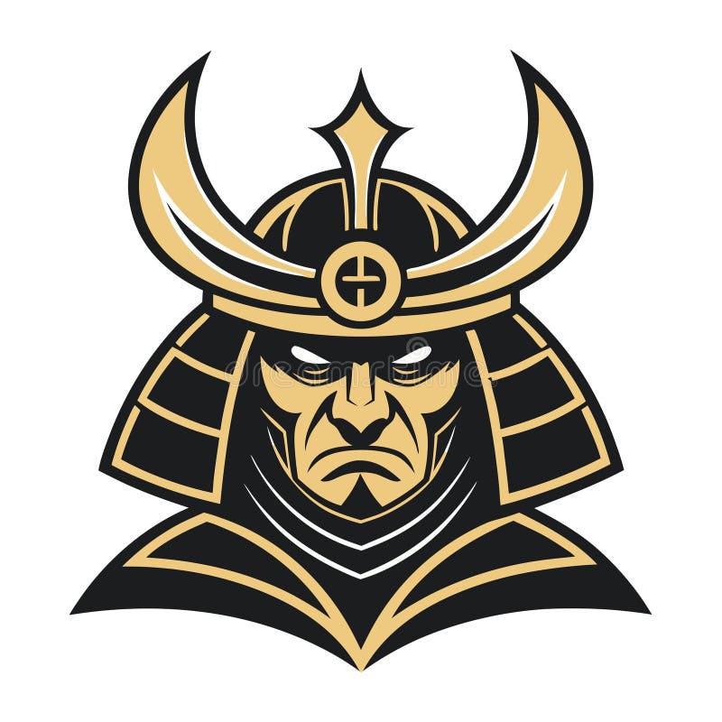 Samurai Warrior Helmet Emblem Character Design for Tattoos and Graphic ...