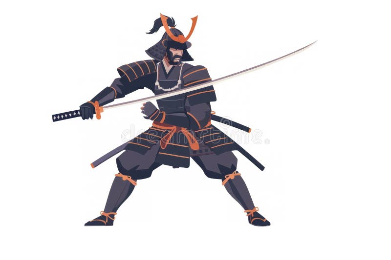 Samurai Warrior: a Japanese Samurai in Elegant Armor, Holding a Katana ...