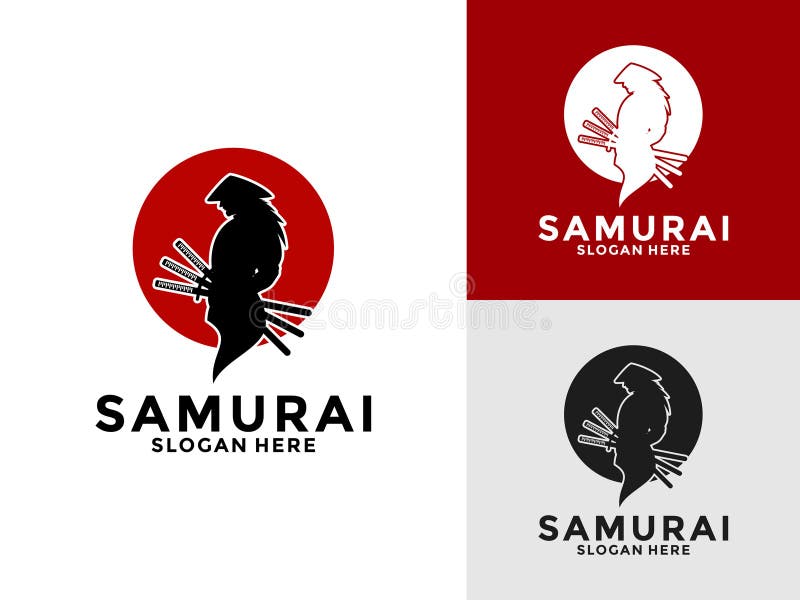 Samurai Warrior Logo Design Vector. Silhouette of Samurai Logo Icon ...