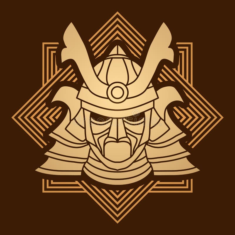Samurai Helmet, Japanese Warrior Mask Line Icon. Stock Vector ...