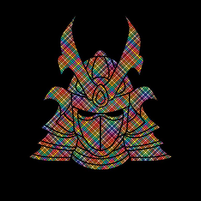 Samurai warrior mask stock vector. Illustration of branding - 81198419