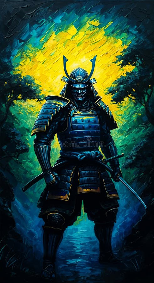 Samurai Warrior Painting stock illustration. Illustration of paint ...