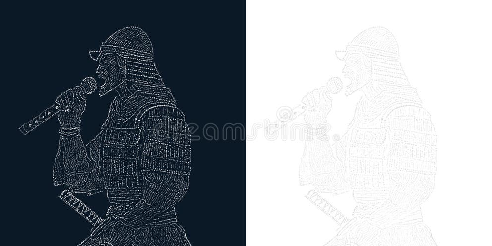 Samurai Warrior Singing with Microphone and Katana, Transparent ...