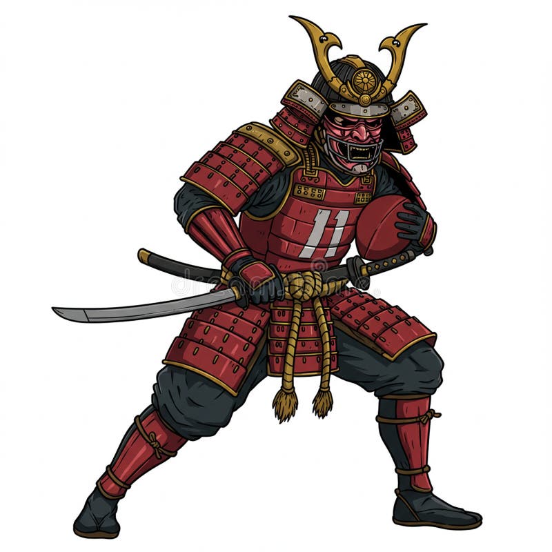 A Samurai Warrior, Styled in Traditional Japanese Armor, Poses ...