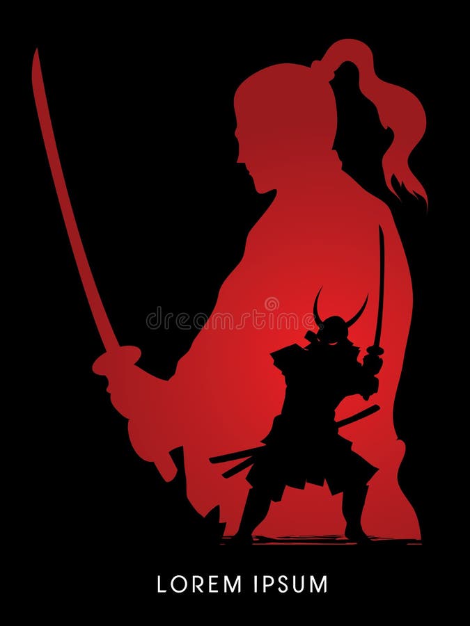 Samurai Warrior with sword stock vector. Illustration of grunge - 87482203