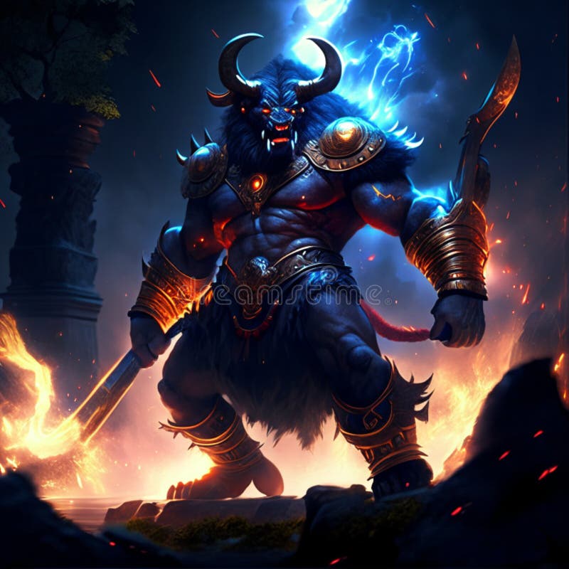 Samurai Warrior with Sword and Shield in Fire. 3d Rendering AI ...