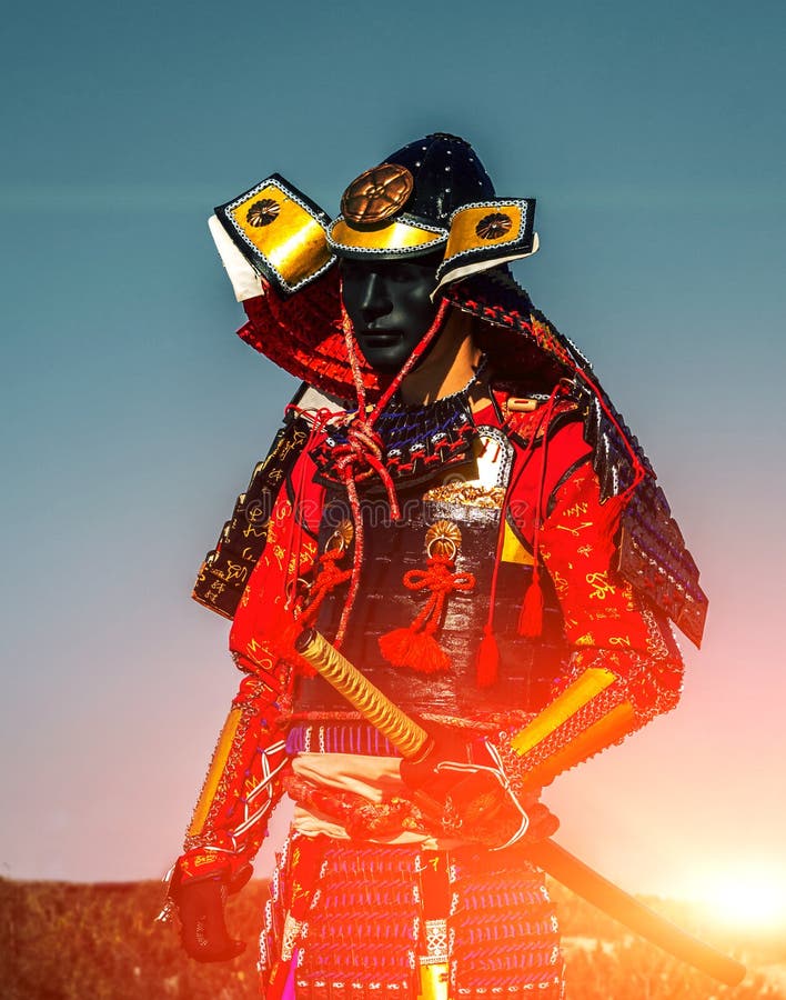 Samurai Warrior with Sword at Sunset. Stock Image - Image of abstract ...