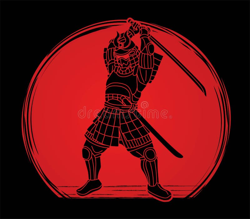 Samurai Warrior with Weapon Bushido Action Ready To Fight Cartoon ...