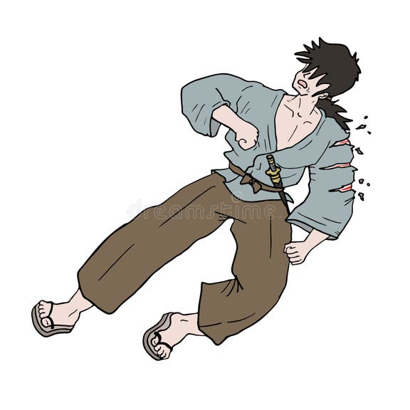 Samurai wounded draw stock vector. Illustration of comic - 146528610