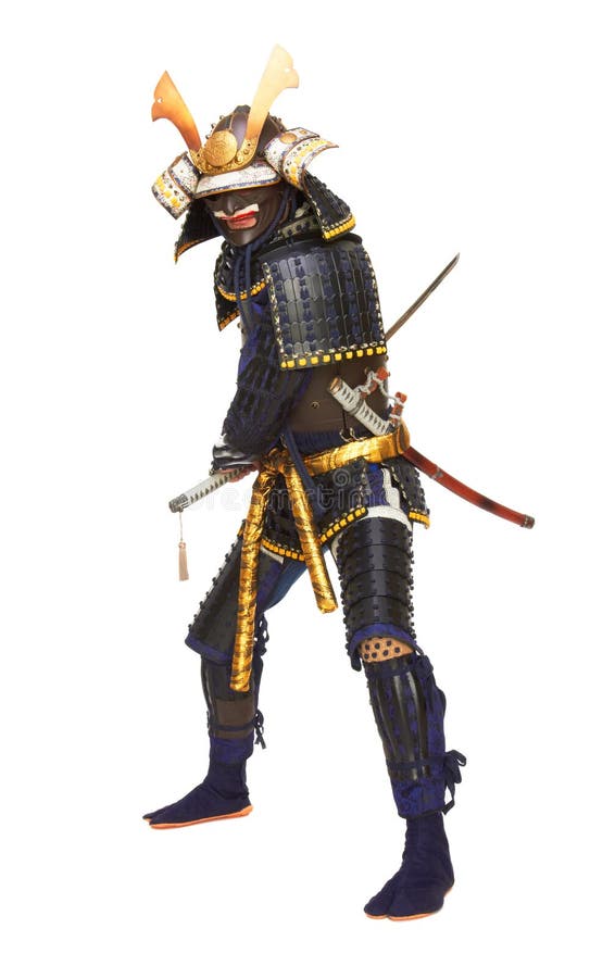 Samurai In Der Rüstung Mit Zwei Klingen Stockfoto - Bild von samurai ...