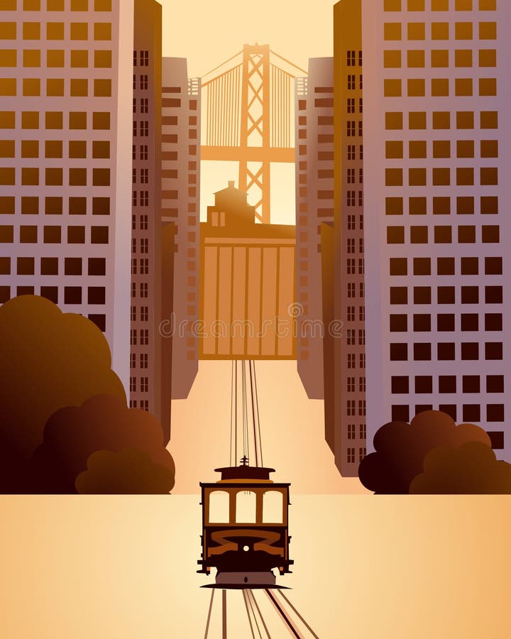 Vector Illustration of San Francisco Cable Car. Stock Vector ...