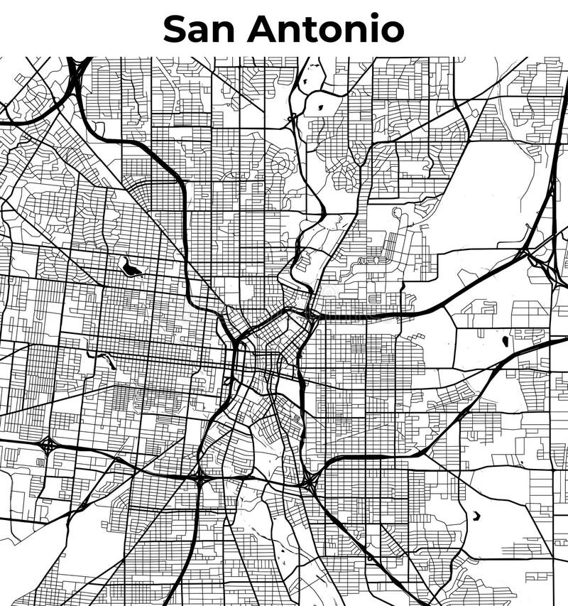 San Antonio City Map, Cartography Map, Street Layout Map Stock Vector ...
