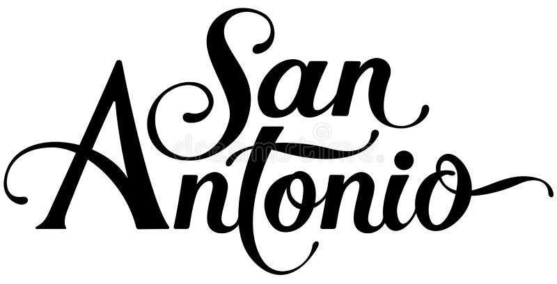 San Antonio - Custom Calligraphy Text Stock Vector - Illustration of flourish, script: 214657998
