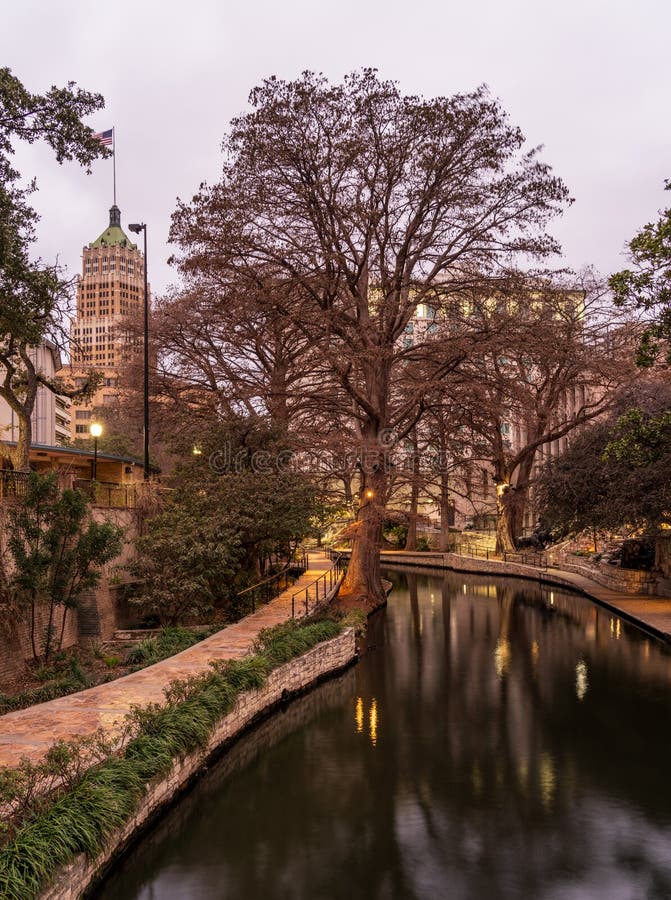 The San Antonio River Walk is Quiet before Dawn in Texas Stock Image ...