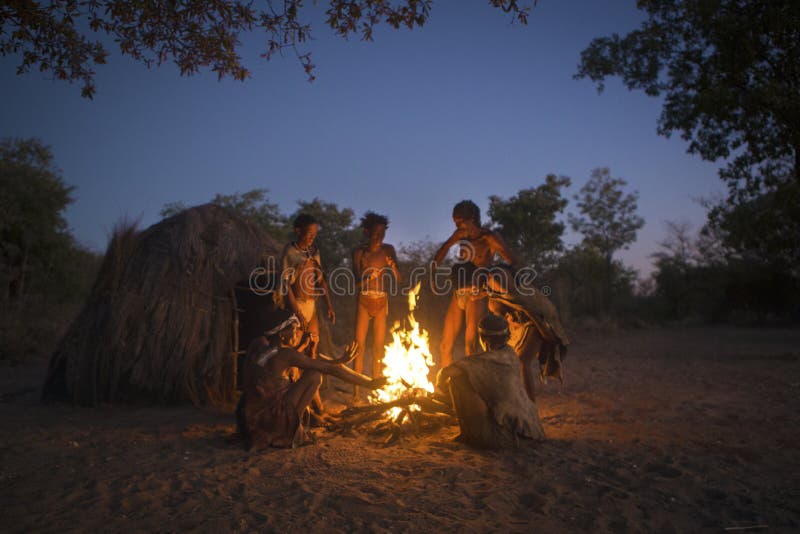 San bush people editorial stock image. Image of fire - 98169044