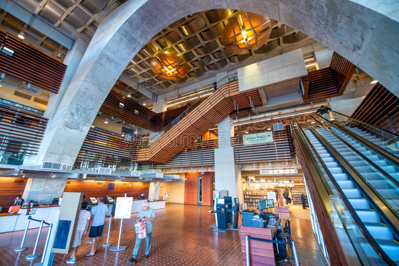 SAN DIEGO, CA - JULY 30, 2017: Interior of San Diego Public Library ...