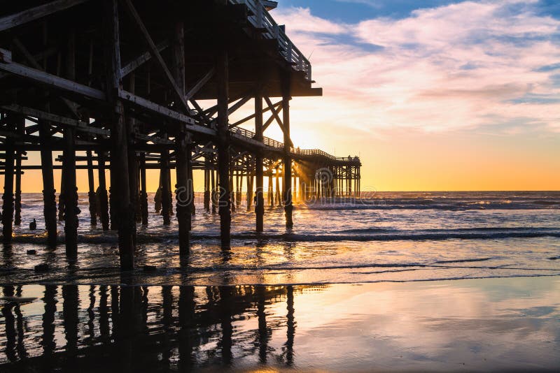 San Diego Pier at Pacific Beach Stock Image - Image of diego, sunset ...