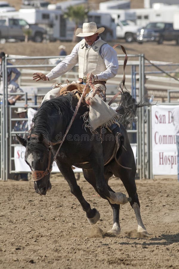 San Dimas Rodeo Saddle Bronc Editorial Photography - Image of cowboys ...