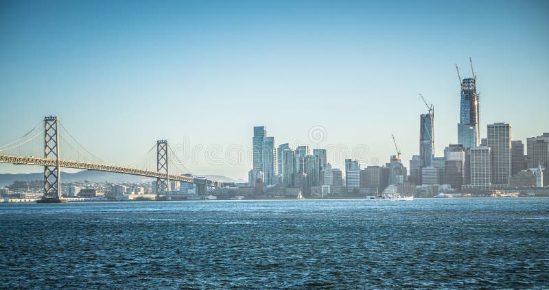 San Francisco California City Skyline at Spring Sunset Stock Image ...