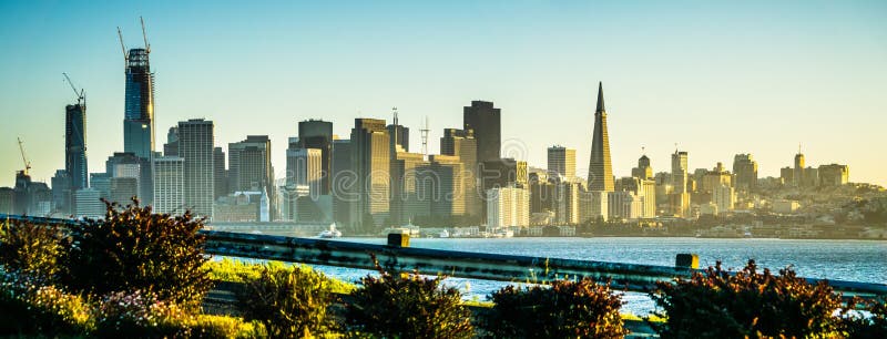 San Francisco California City Skyline at Spring Sunset Editorial Image ...