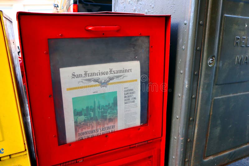 San Francisco, California: San Francisco Examiner Newspaper Vending Box ...