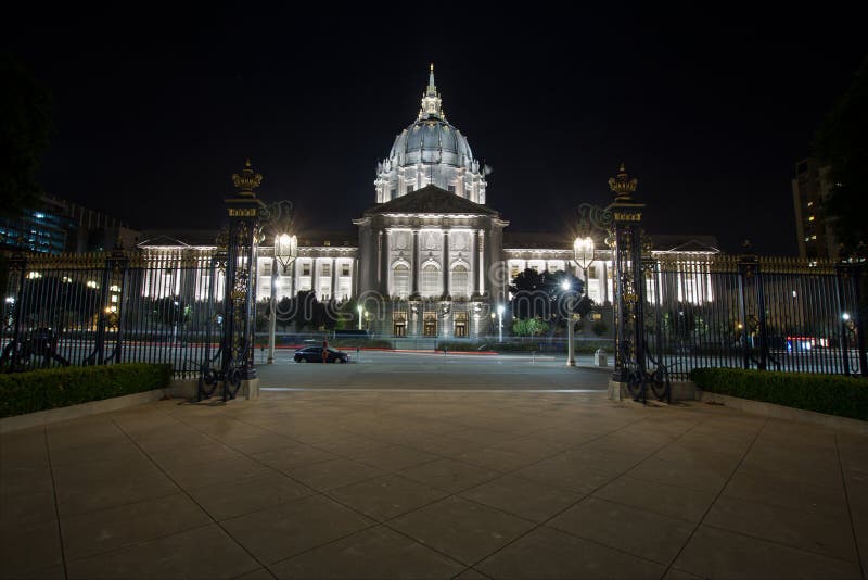 San Francisco City Hall at Night Stock Photo - Image of historic, civic ...