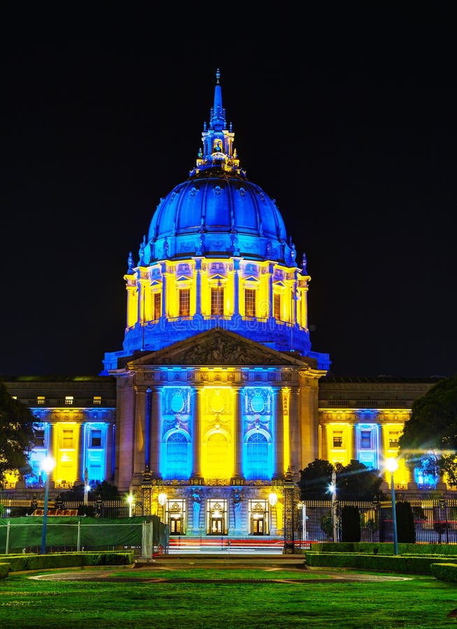 San Francisco City Hall at Night Time Stock Photo - Image of california ...