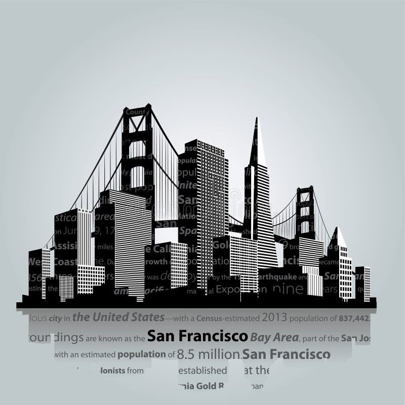 San Francisco City Skyline Panorama Clip Art Stock Illustration ...