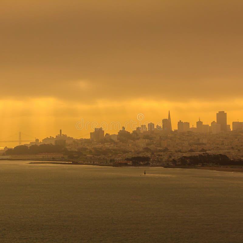 San Francisco City at Sun Rise Stock Photo - Image of panorama, long ...