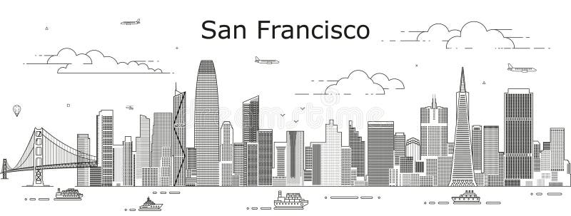 San Francisco Cityscape Line Art Vector Illustration Stock Vector ...
