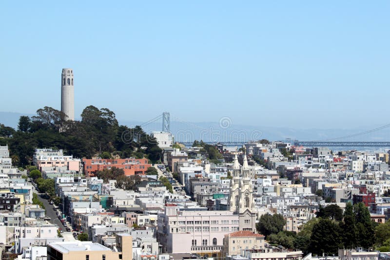 Coit Tower Park San Francisco Stock Image - Image of united, homes ...