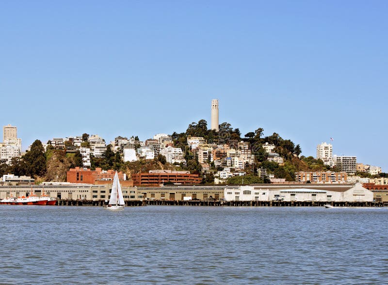 San Francisco Coit Tower from the Bay Stock Photo - Image of modern ...
