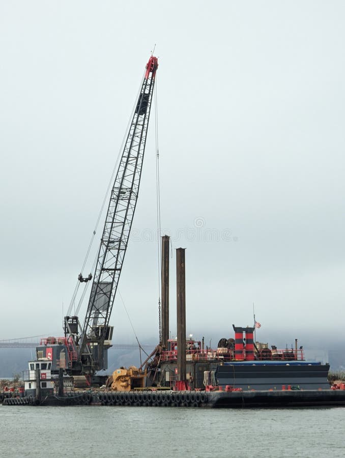 San Francisco - 09.20.2024: a Crane on a Barge Performs Repair Work on ...