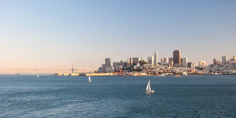 San Francisco Downtown Skyline from Alcatraz Island Stock Image - Image ...