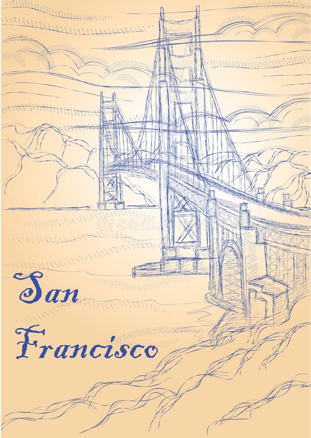 San Francisco Drawing. Vector Illustration Decorative Background Design ...