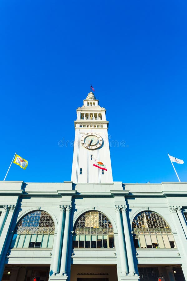 San Francisco Ferry Building Clock Tower Centered Stock Image - Image ...