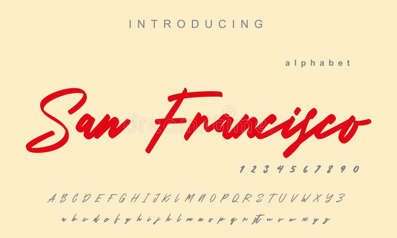 San Francisco Font. Elegant Alphabet Letters Font and Number 向量例证 - 插画 ...