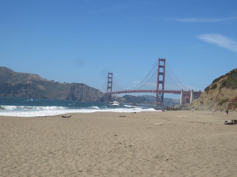 San Francisco Golden Gate Bridge Beach and Pacific Ocean Stock Image ...