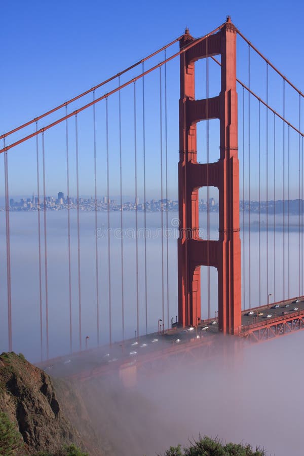 San Francisco Golden Gate Bridge in Fog Stock Photo - Image of water ...