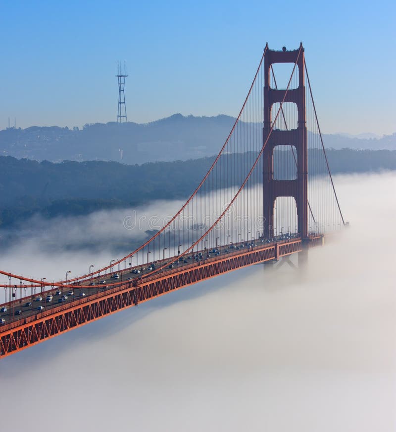 San Francisco Golden Gate Bridge in Fog Stock Photo - Image of famous ...