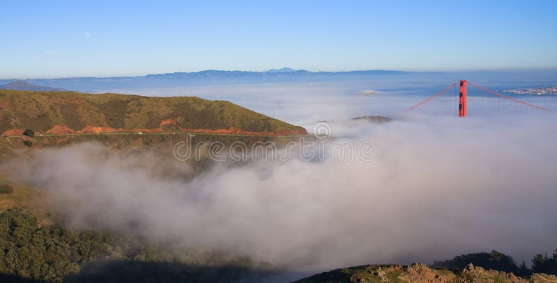 San Francisco Golden Gate Bridge in Fog Stock Photo - Image of famous ...