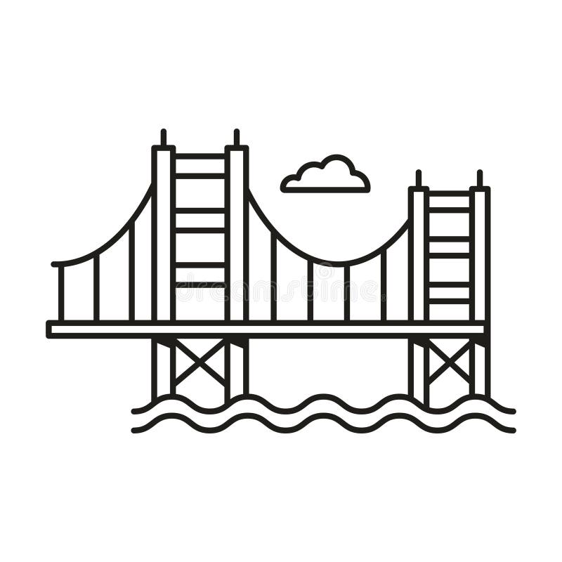 San Francisco Golden Gate Bridge Line Icon Stock Vector - Illustration ...