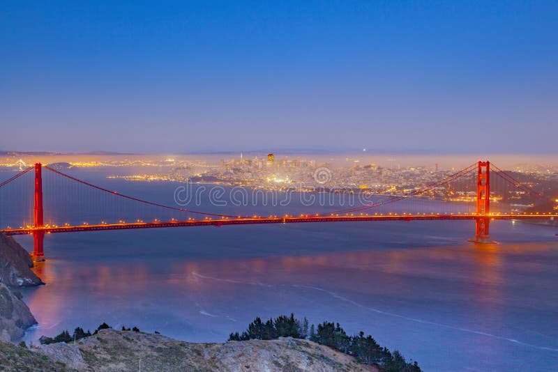 San Francisco Golden Gate Bridge by Night Stock Photo - Image of bridge ...