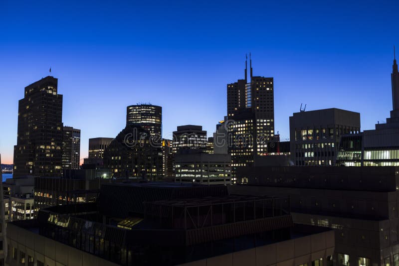 San Francisco High Rise Towers in Dawn Twilight Stock Photo - Image of ...