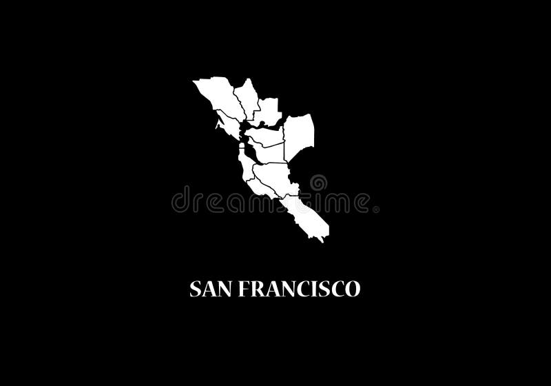 San Francisco Outline Map California City Shape Stock Vector ...